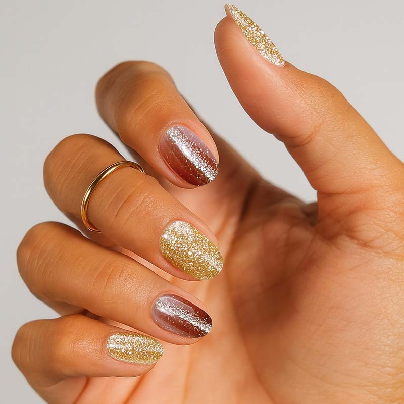 Gold Burn Cured Gel Nail Wraps | No UV Needed | MoYou London