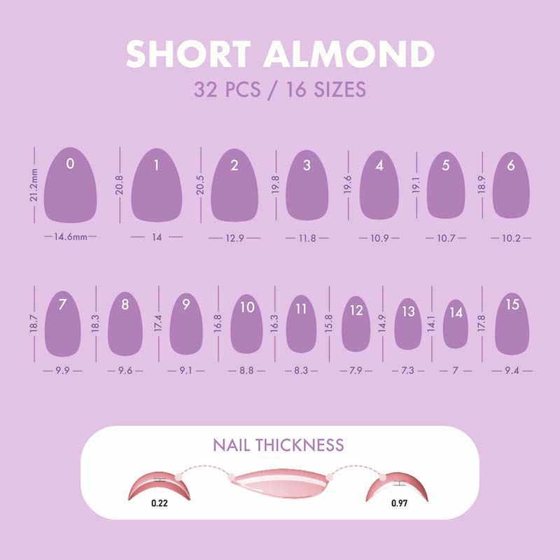 Pink Crush Ombre Press-On Nails | Short Almond Soft Gel in Blue Marble ...